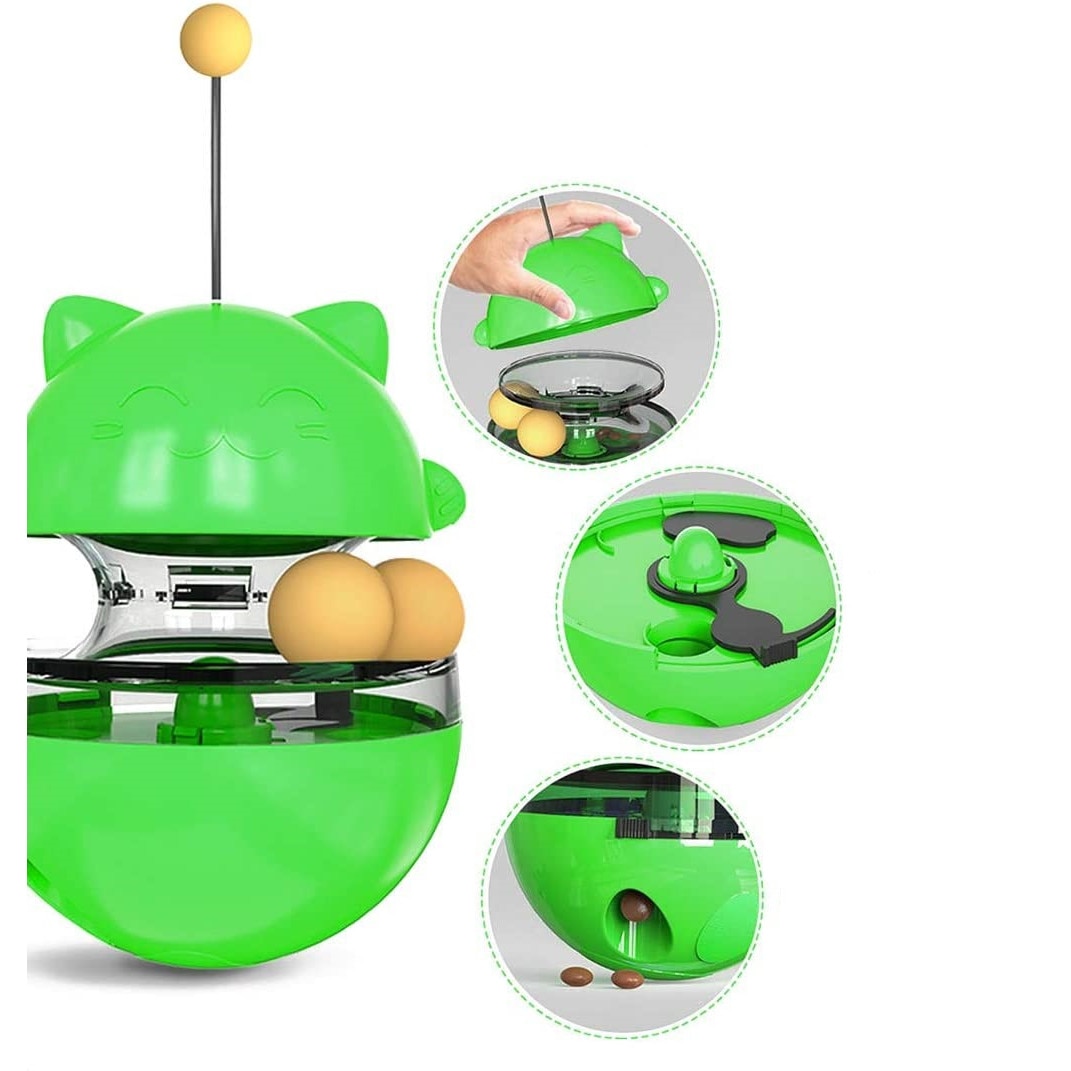 Jucarie interactiva pentru pisici, tip hranitor cu eliberare lenta de ...