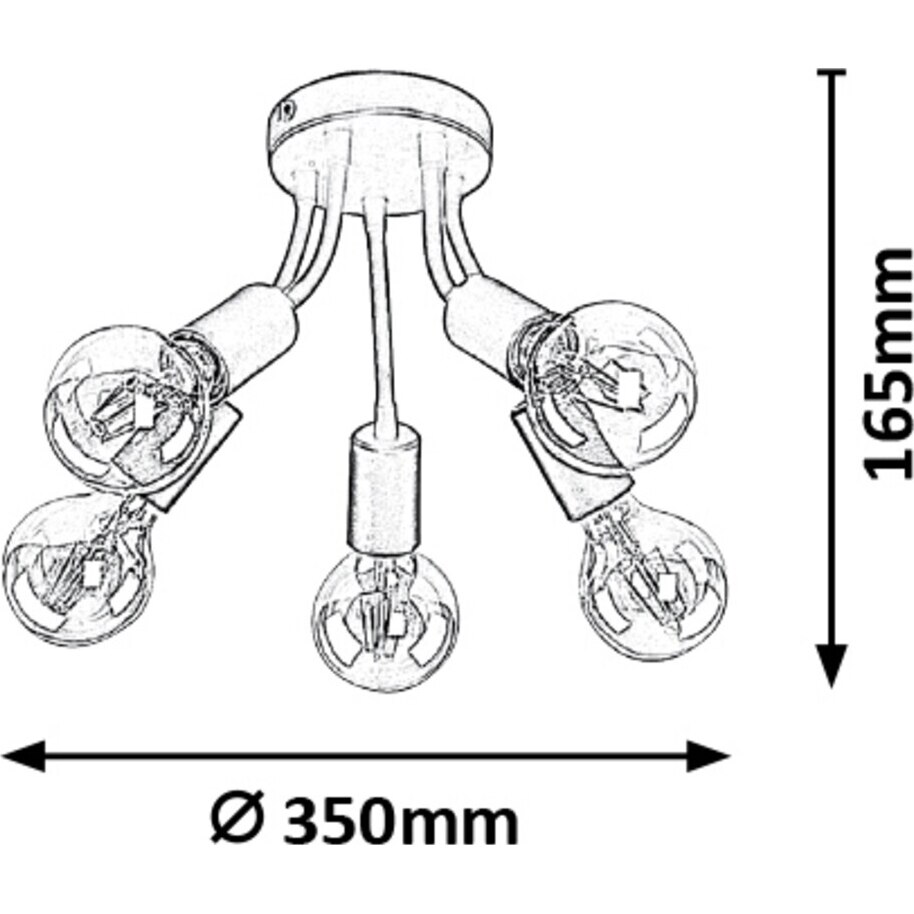 Lustra Rabalux Almus, E27, 5x60W, IP20, 350 mm, metal, Negru - eMAG.ro