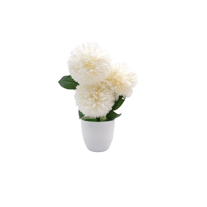 Floare artificiala decorativa cu ghiveci, alb, 32 cm - eMAG.ro