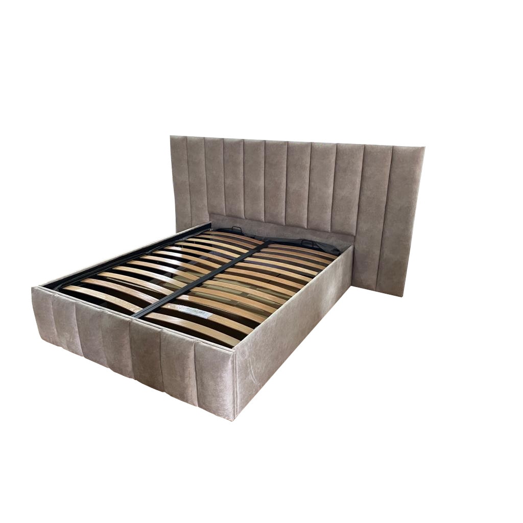 Pat tapitat cu somiera Beds Place, Diego, Crem, 160x200 cm - eMAG.ro