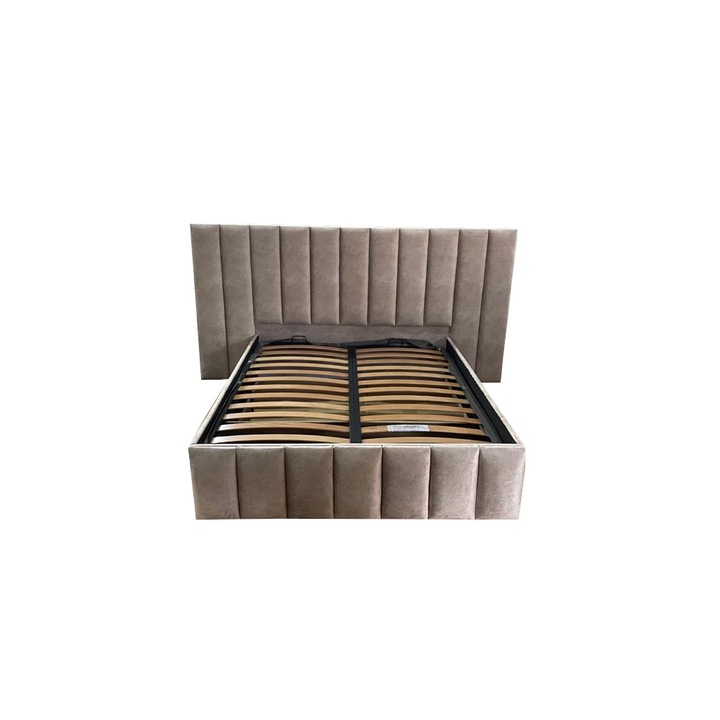 Pat tapitat cu somiera Beds Place, Diego, Crem, 200x200 cm H 140 cm ...