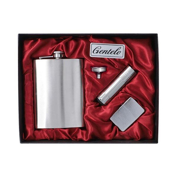 Set cadou Gentelo Chrome, plosca alcool, lanterna, bricheta benzina si ...