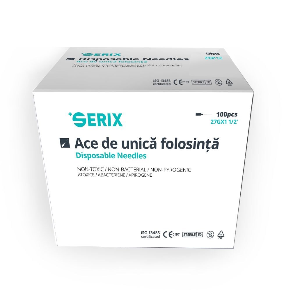 Ace seringa de unica folosinta SERIX 27GX1 1/2', set 100 bucati - eMAG.ro