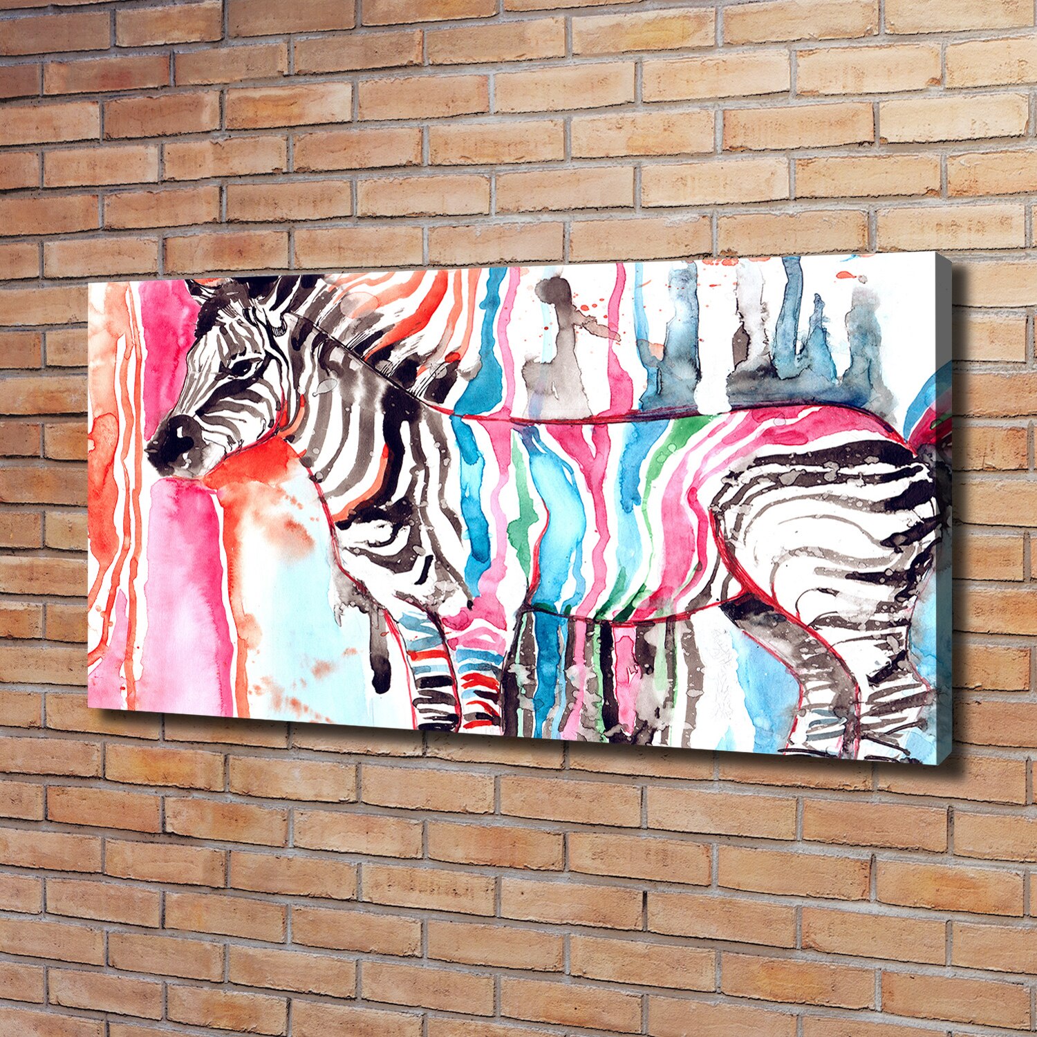 Pictura pe panza, 120x 60cm, Decorarea peretilor "Zebra colorata” - eMAG.ro