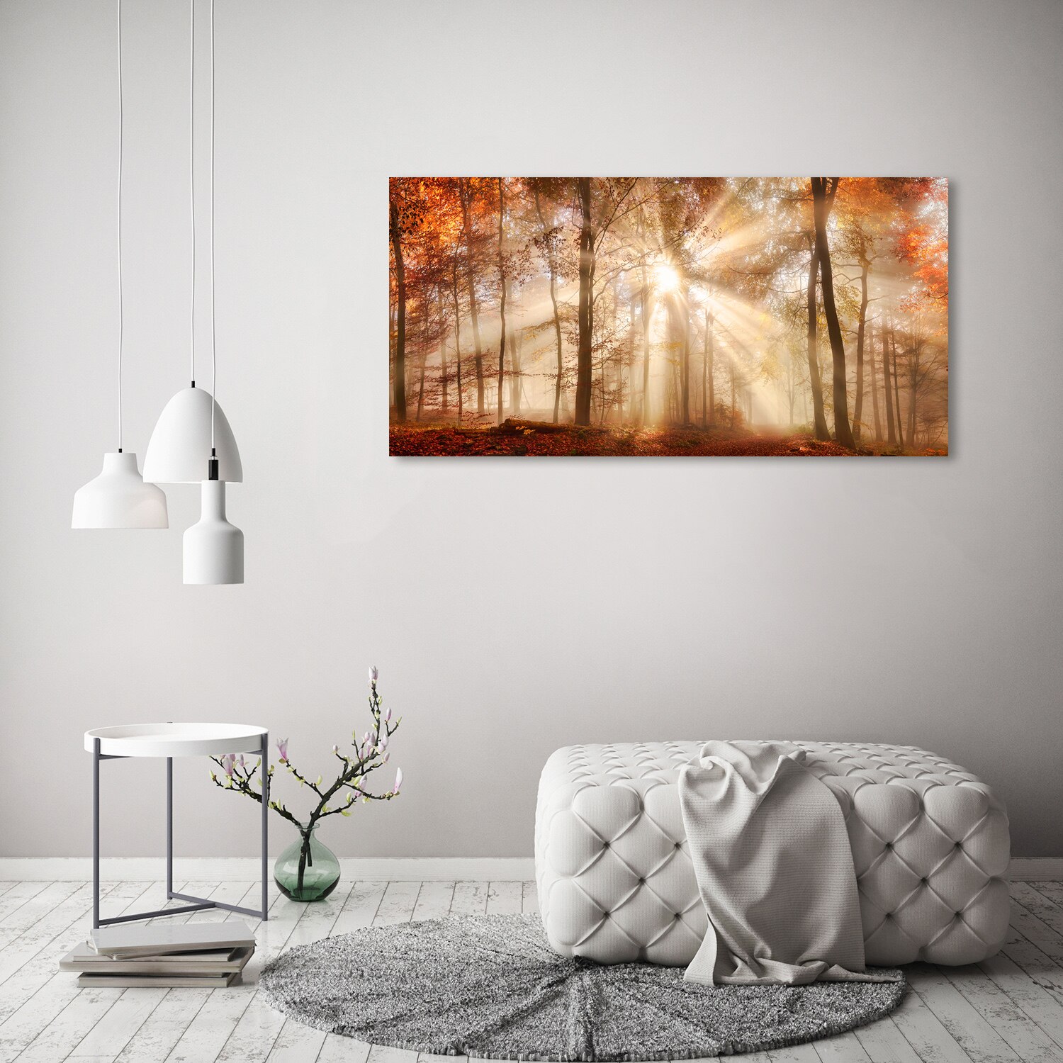 Pictura pe panza, 120x 60cm, Decorarea peretilor "Ceata in padurea de ...