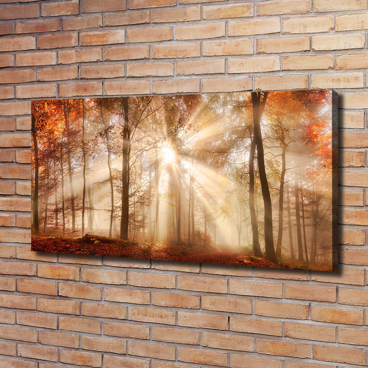 Pictura pe panza, 120x 60cm, Decorarea peretilor "Ceata in padurea de ...