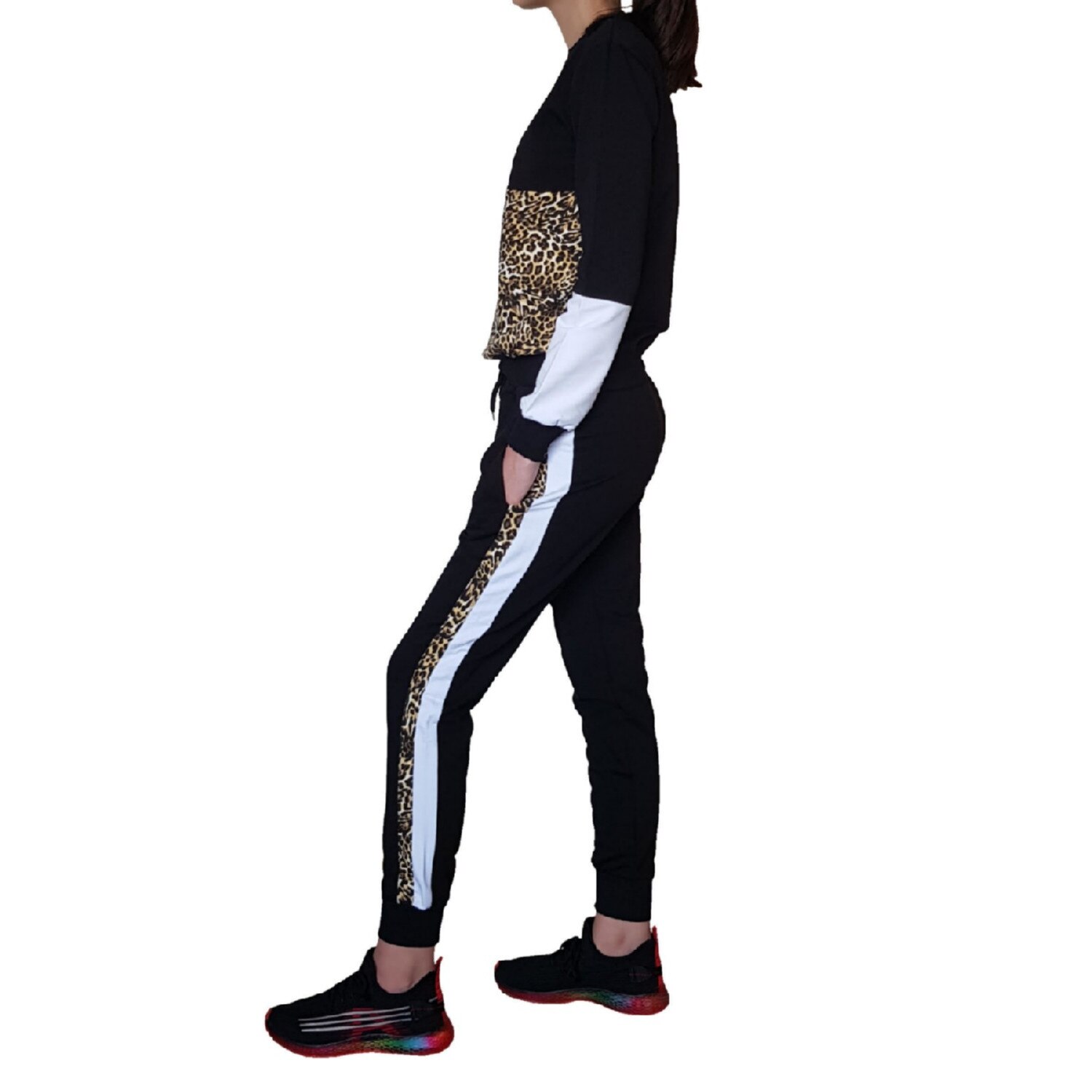 Trening Dama Leopard Bumbac, Animal Print, Negru, L - eMAG.ro