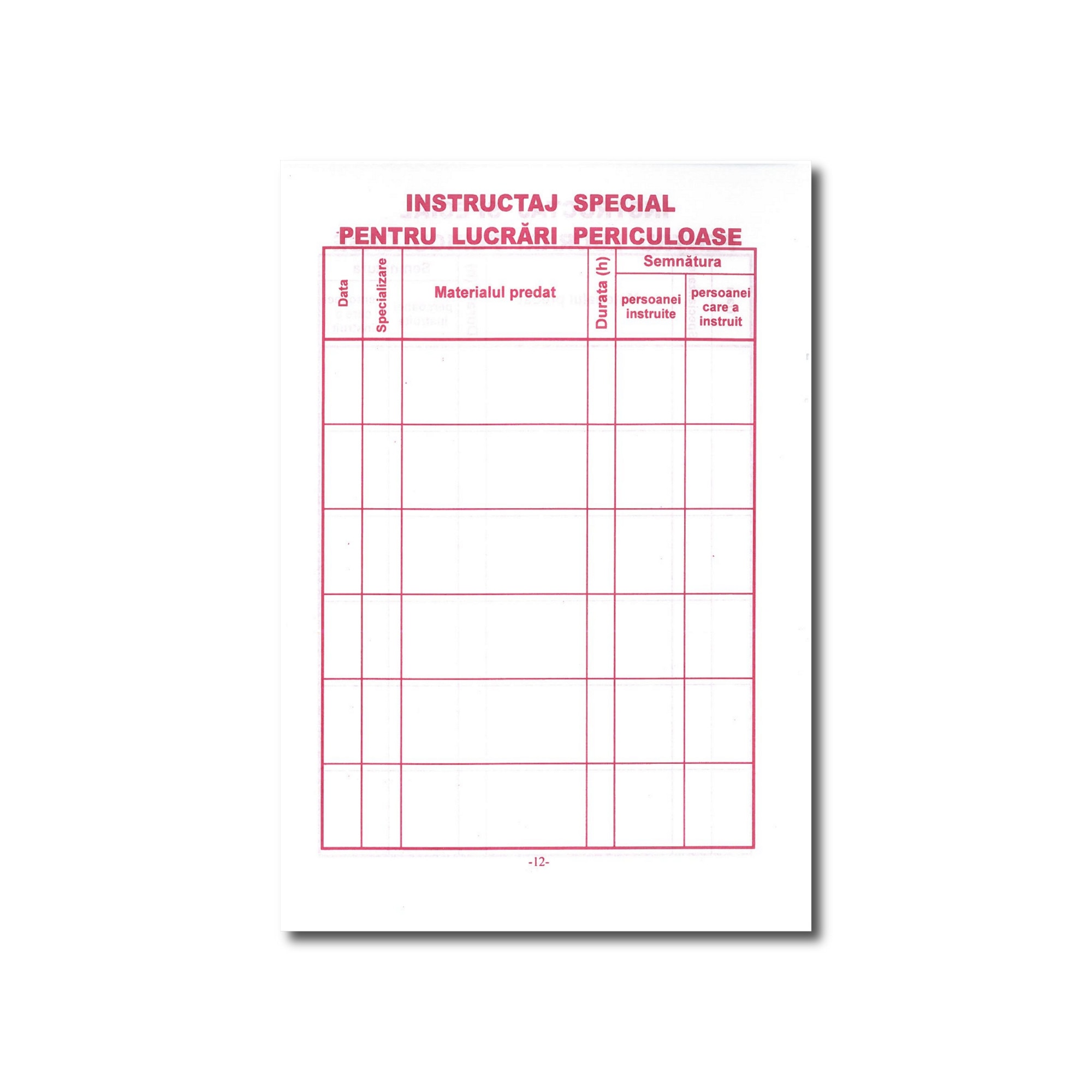 Fisa individuala de instructaj in domeniul situatiilor de urgenta PSI ...