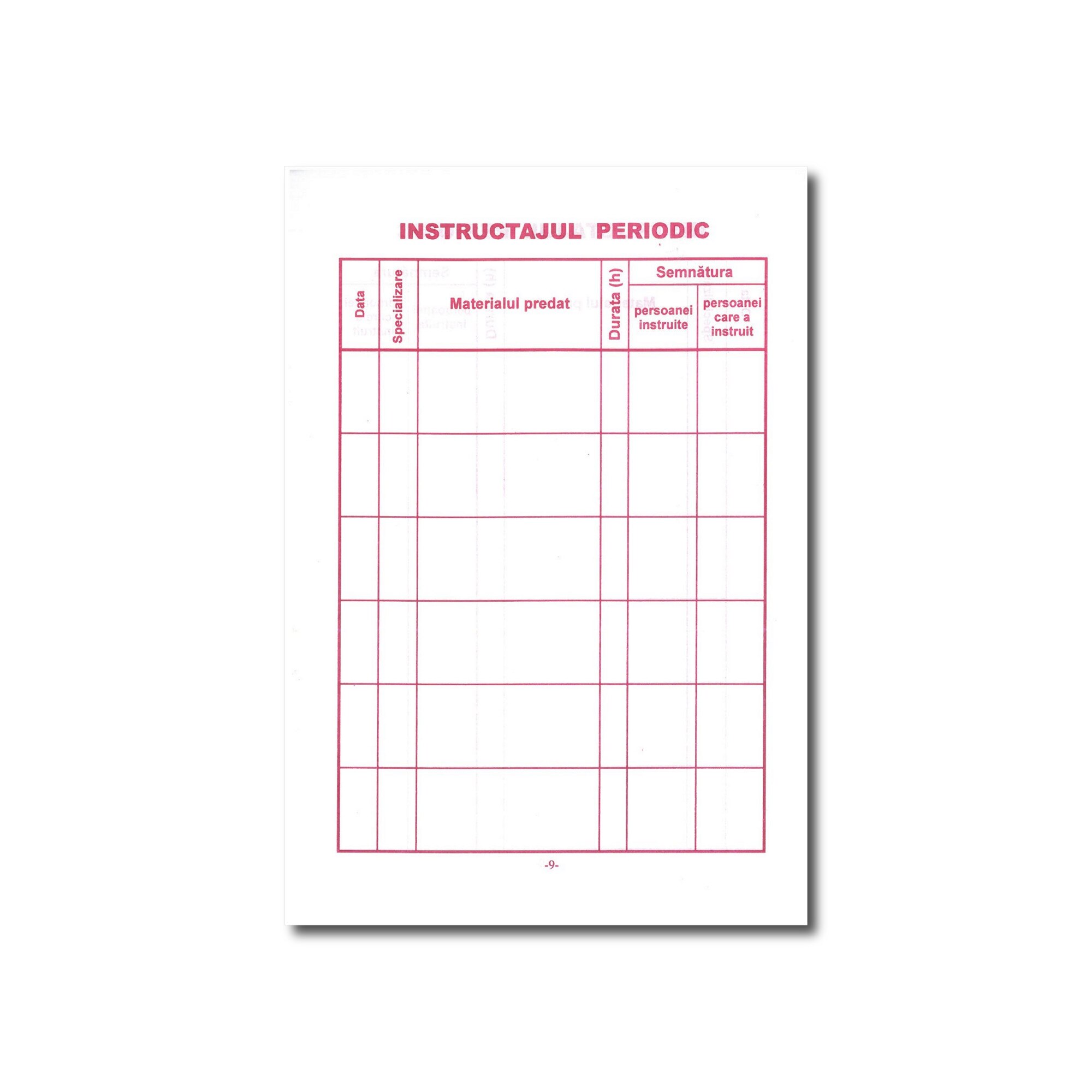 Set 100 bucati Fise individuale de instructaj in domeniul situatiilor ...