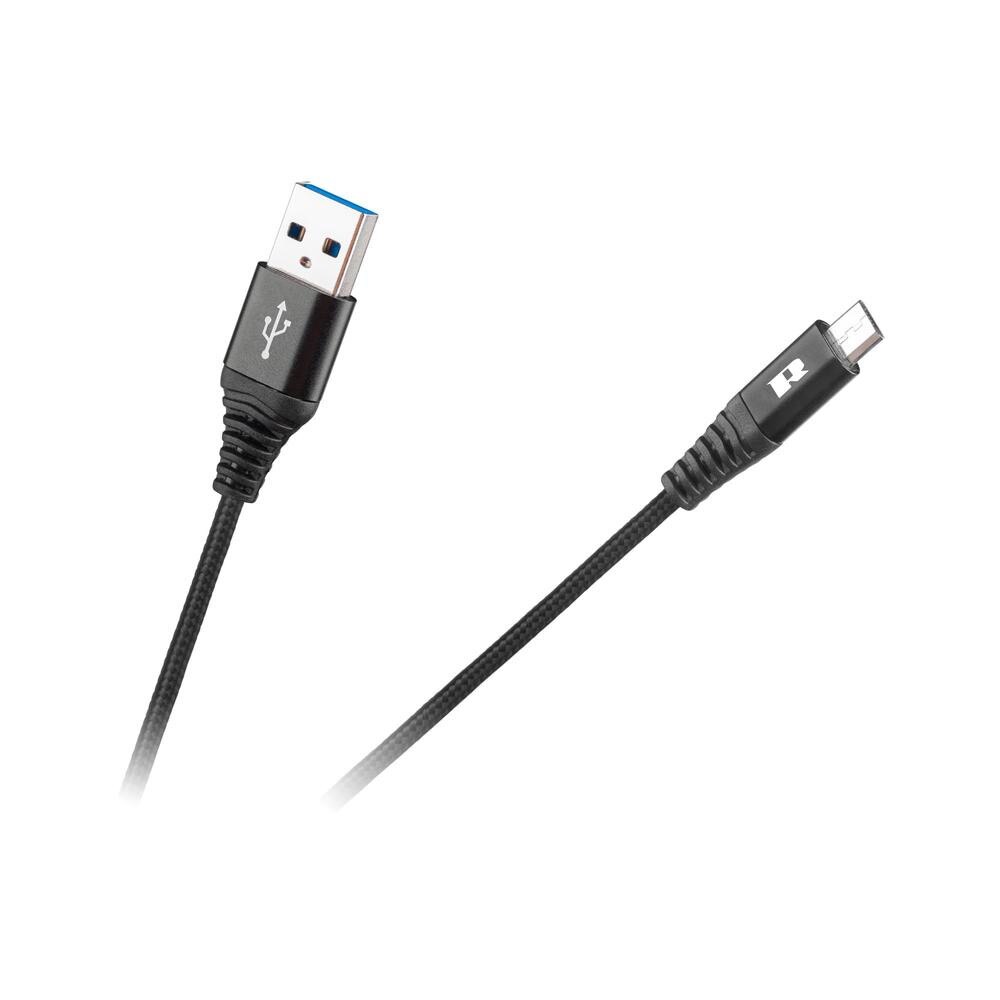 Cablu USB - micro USB Rebel 50 cm, negru - eMAG.ro