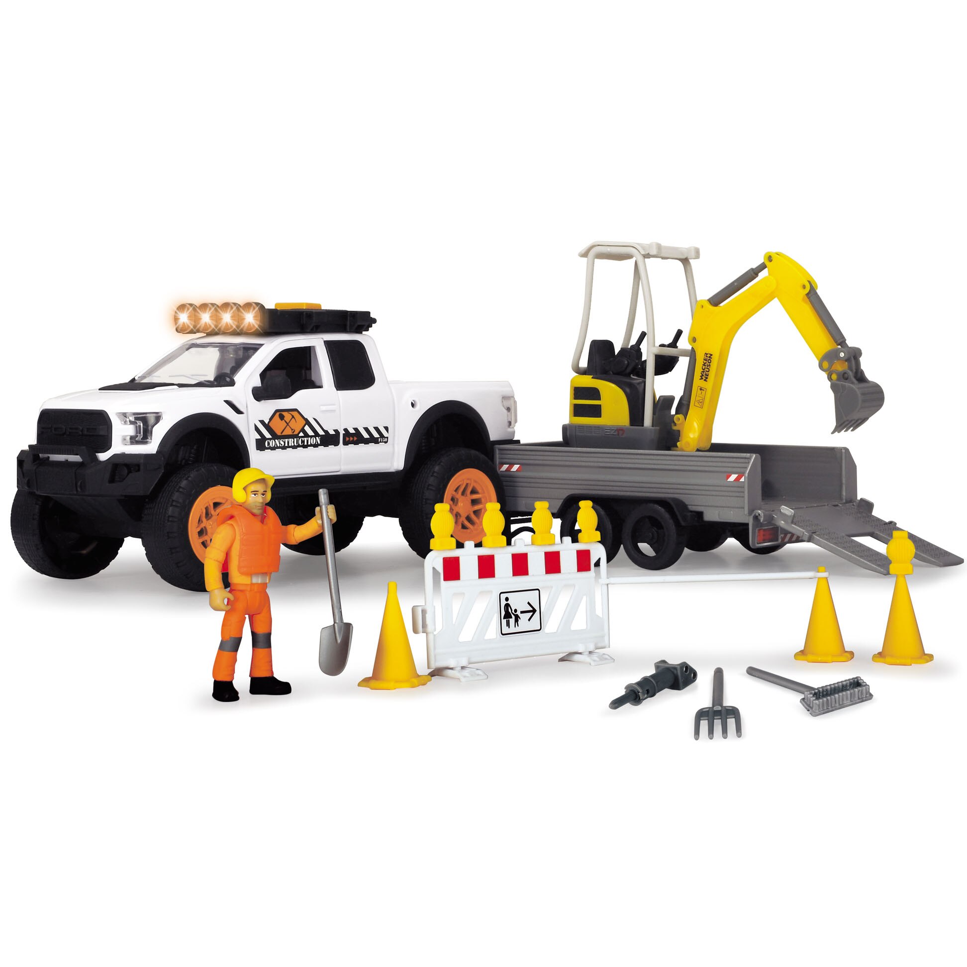 Set Dickie Toys, masina cu lumini si sunet - Road construction, 1:24 ...