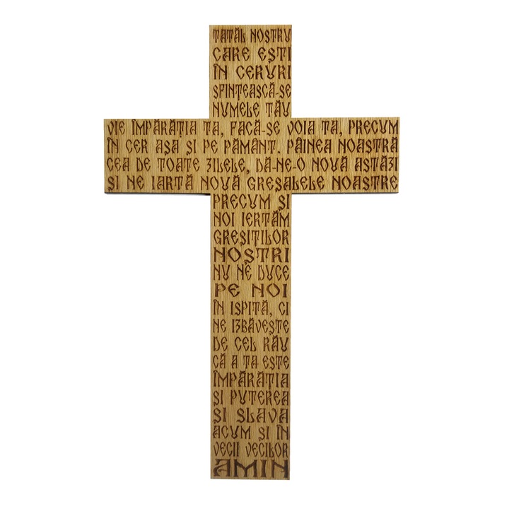 Cruce lemn cu gravura rugaciune ortodoxa 'Tatal nostru', 19x30 cm - eMAG.ro