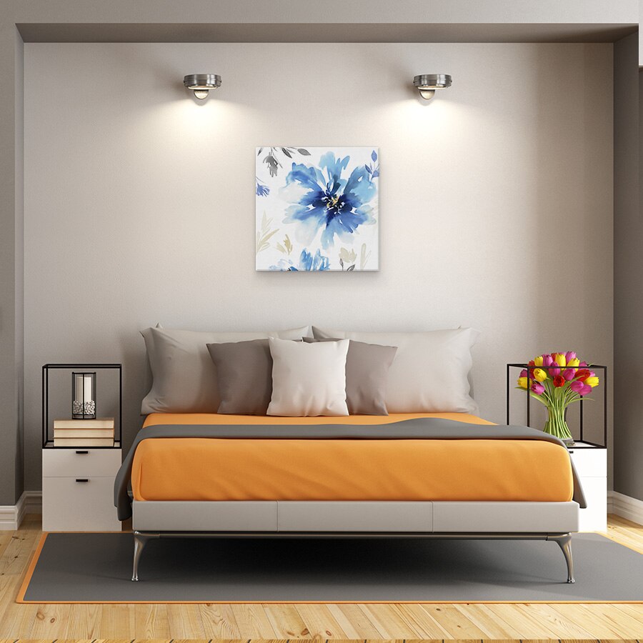 Tablou canvas - Flori, Fin II versiune indigo, 90 x 90 cm - eMAG.ro