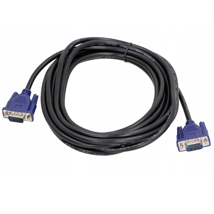 Cablu D-SUB VGA-VGA, Pawonik, Full HD, 5 m - eMAG.ro