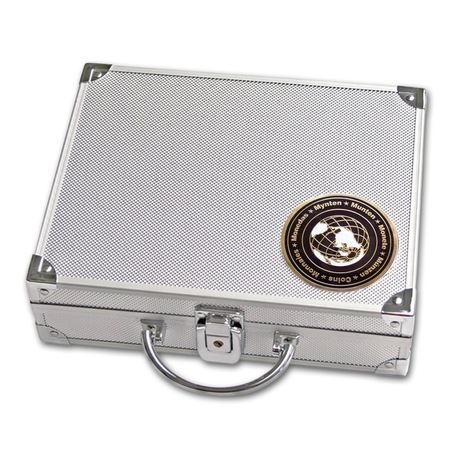 Valiza argintie pentru monede, Safe Albums, cu 6 tavi in catifea ...
