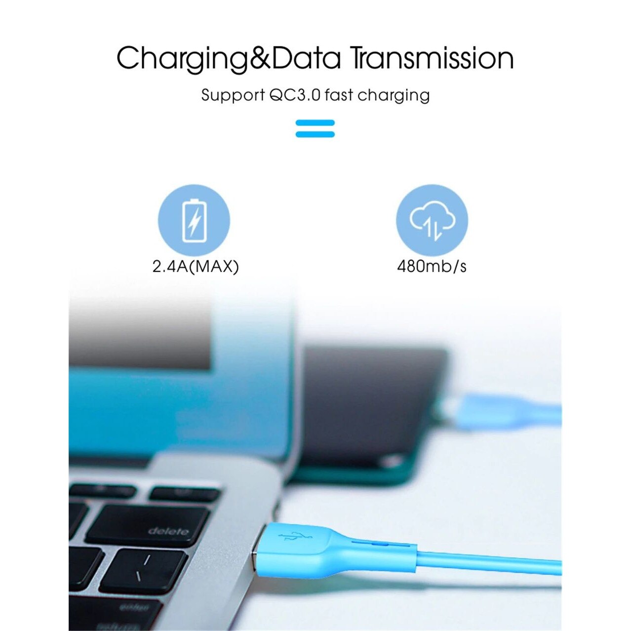 Cablu de date, Love Mobile, Lightining - USB, 2.4A, 1m, Negru - eMAG.ro