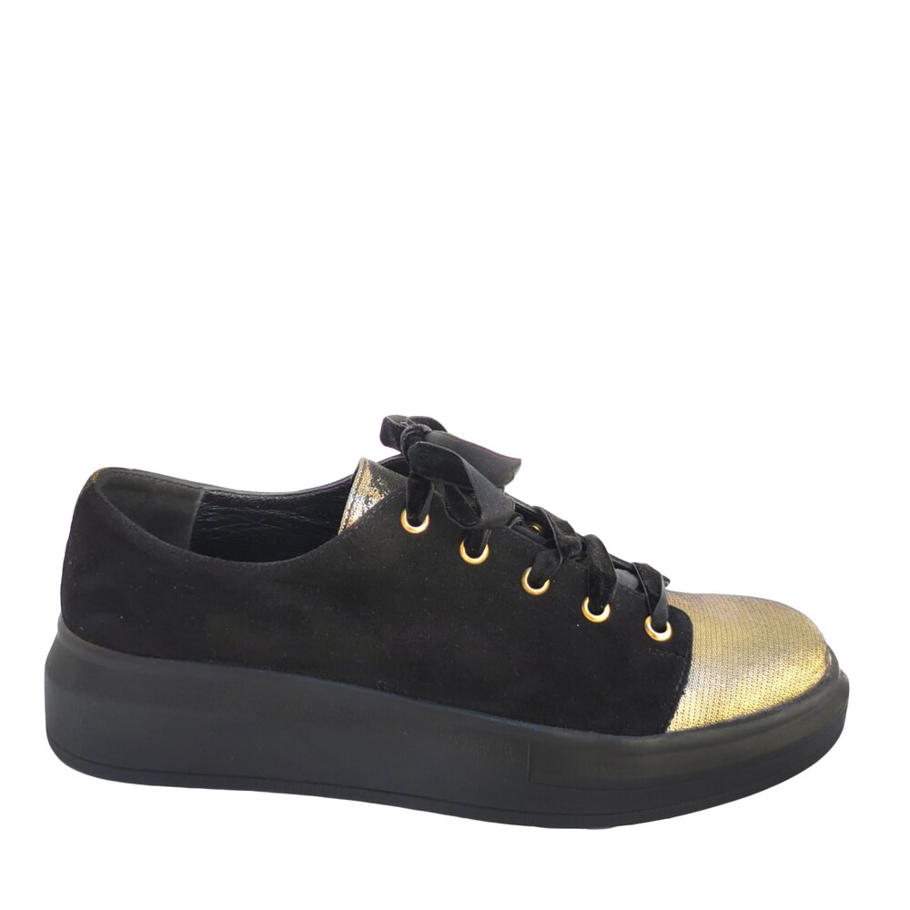 Спортни обувки от естествена кожа с контрастни детайли Veronesse, Черен ...