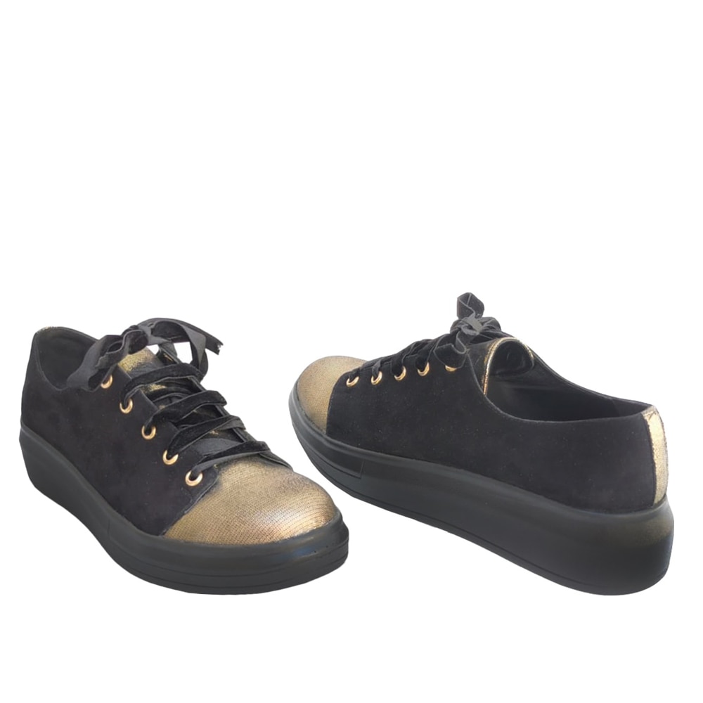 Спортни обувки от естествена кожа с контрастни детайли Veronesse, Черен ...