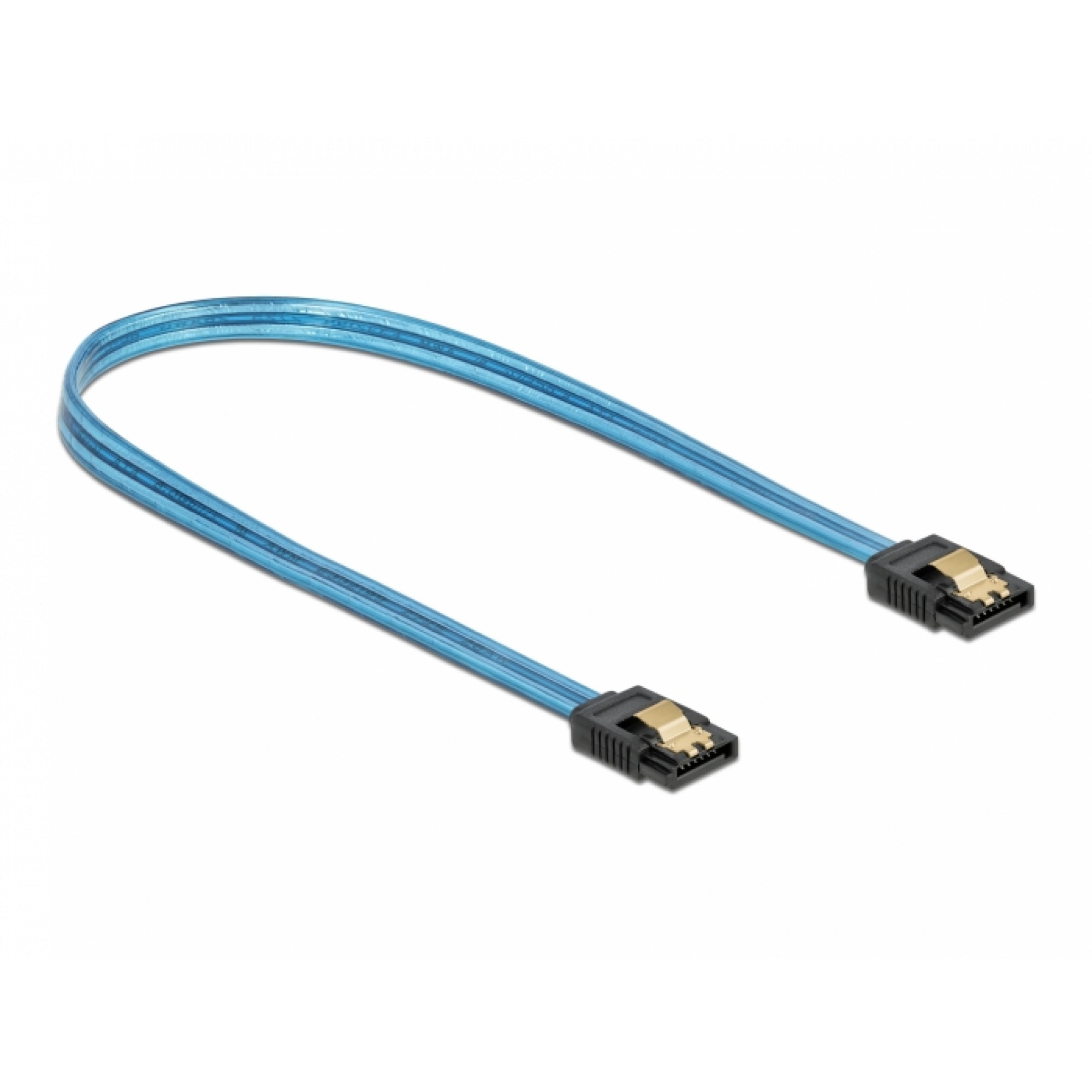 Cablu SATA III 6 Gb/s UV glow effect 70cm Albastru, Delock 82133 - eMAG.ro