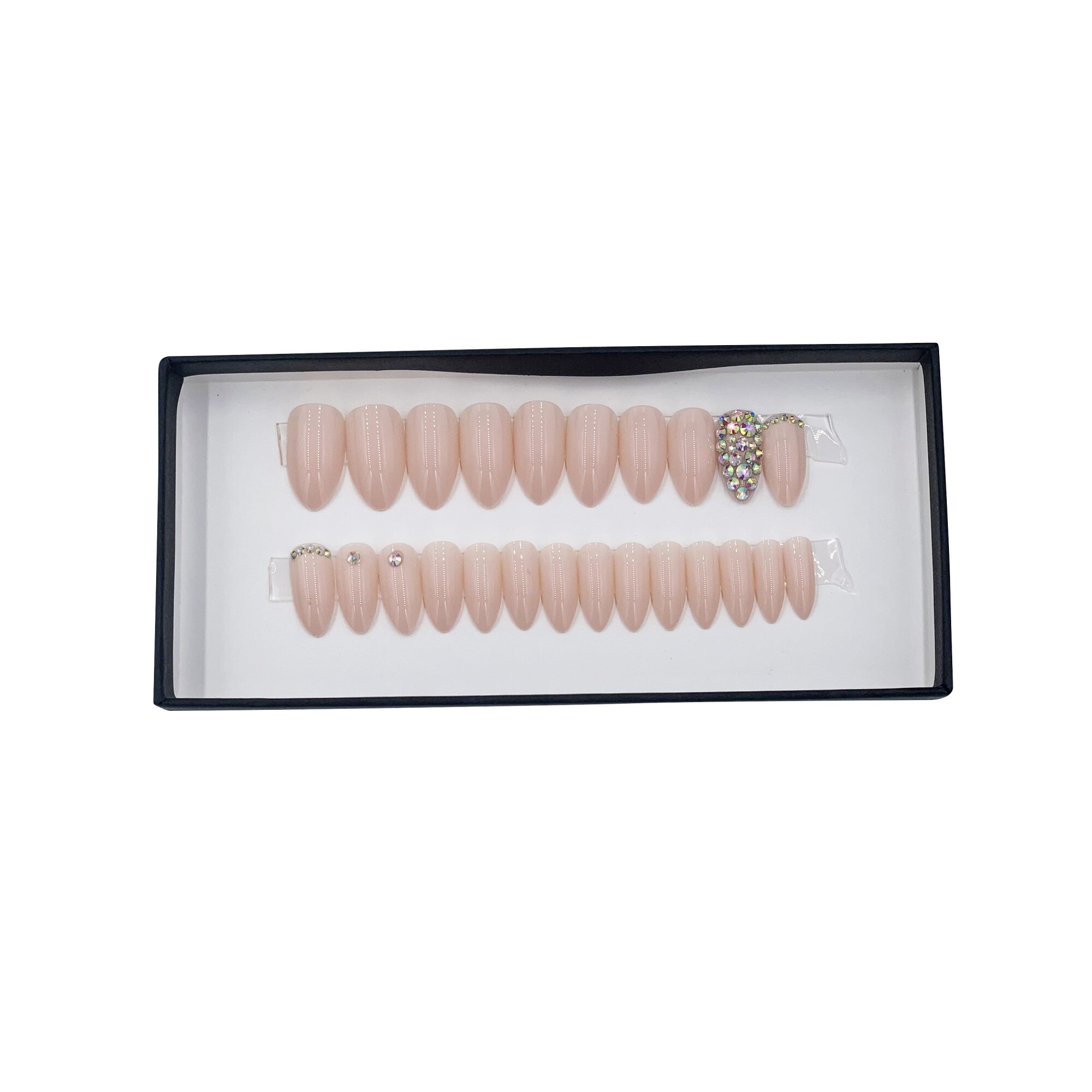 Set 24 unghii false autoadezive tip cu adeziv, tipsuri balerina, cu ...