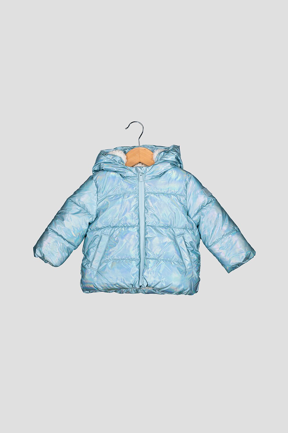 GAP, Geaca cu gluga si aspect metalizat, Verde menta, 100 CM Standard ...