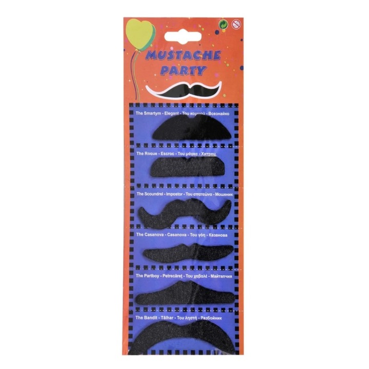 Accesorii carnaval, Zola®, set 6 mustati, diferite modele - eMAG.ro