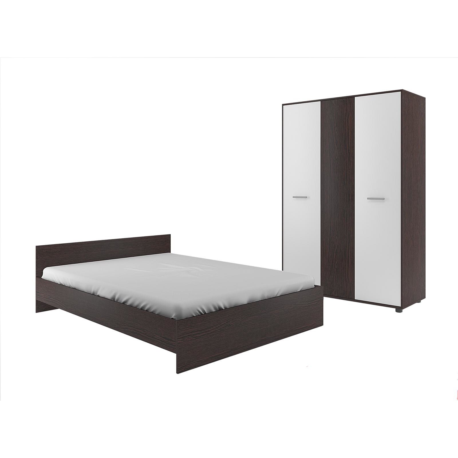 Set Dormitor Meda wenge/alb,pat160x200cm - eMAG.ro