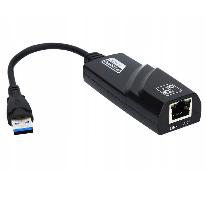 Adaptor conector USB-RJ45, 1000Mb/s, Negru - eMAG.ro