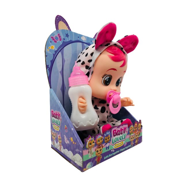 Papusa baby lovely cu hainuta alba cu pete negre, +3 ani, isp20 - eMAG.ro