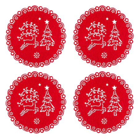 Set 4 naproane din fetru cu design de Craciun, 11 cm - eMAG.ro