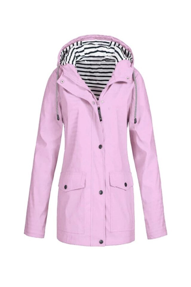 Geaca Dama Impermeabila cu Gluga, Roz, XL - eMAG.ro