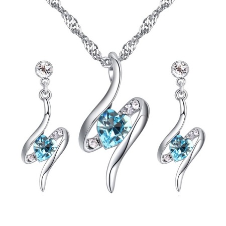 Set argint cu elemente, Infinity, Cristale Albastre - eMAG.ro