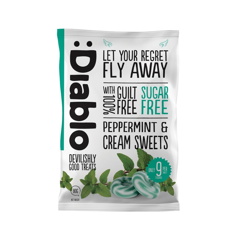 Bomboane cremoase cu menta si frisca Diablo, fara zahar, 75 g - eMAG.ro