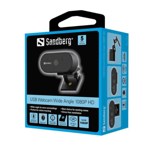 Camera web Sandberg, Full HD 1080P, senzor CMOS, microfon integrat, 30 ...