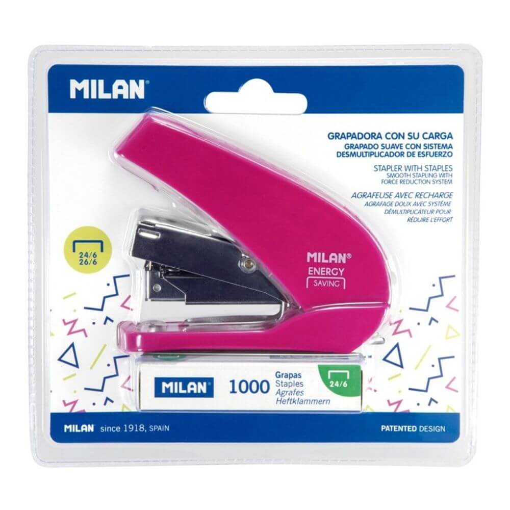 Capsator MILAN Energy Saving, 20 Coli, Capse 24/6, 26/6, Roz - eMAG.ro