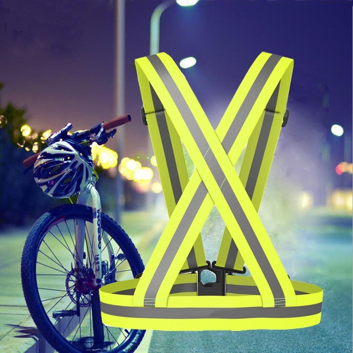 Ham reflectorizant reglabil, banda 5 cm, verde, unisex, universal ...