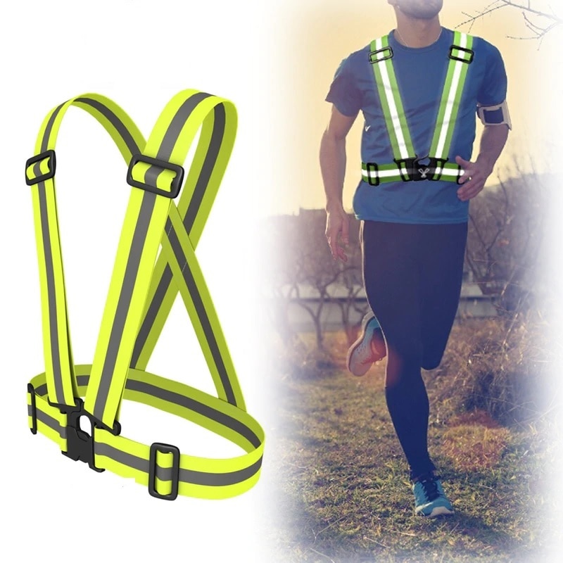 Ham reflectorizant reglabil, banda 4 cm, verde, unisex, universal ...