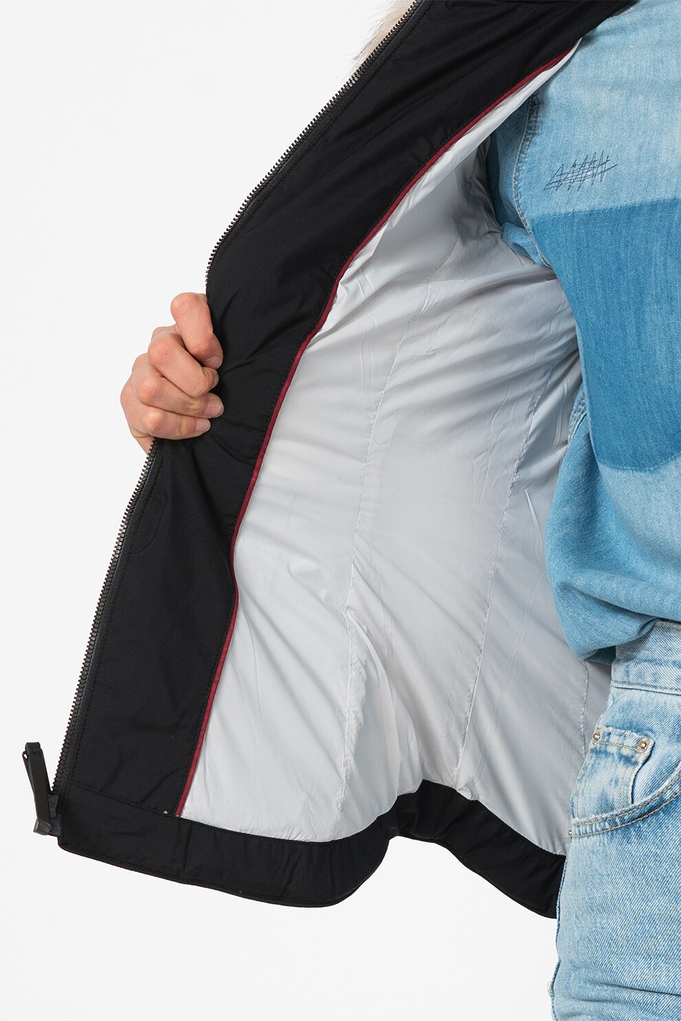 Timberland, Geaca cu puf, gluga si aspect matlasat, Negru, XS - eMAG.ro