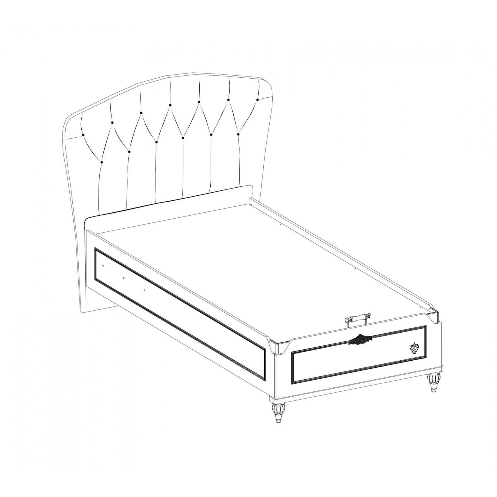 Pat cu spatar tapitat pentru camera copii Colectia Romantic 100x200 cm ...