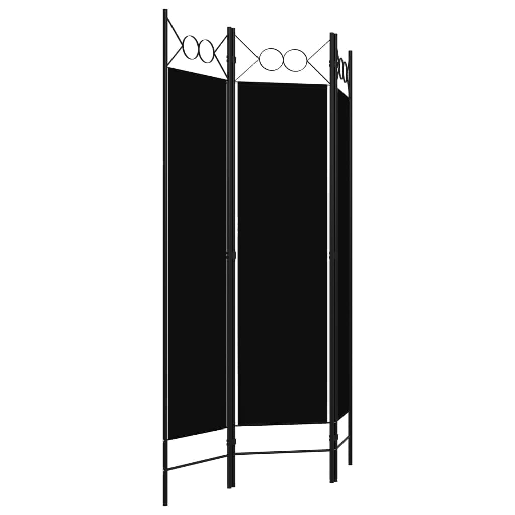 Paravan de camera cu 3 panouri vidaXL, Tesatura, 120 x 180 cm, Negru ...