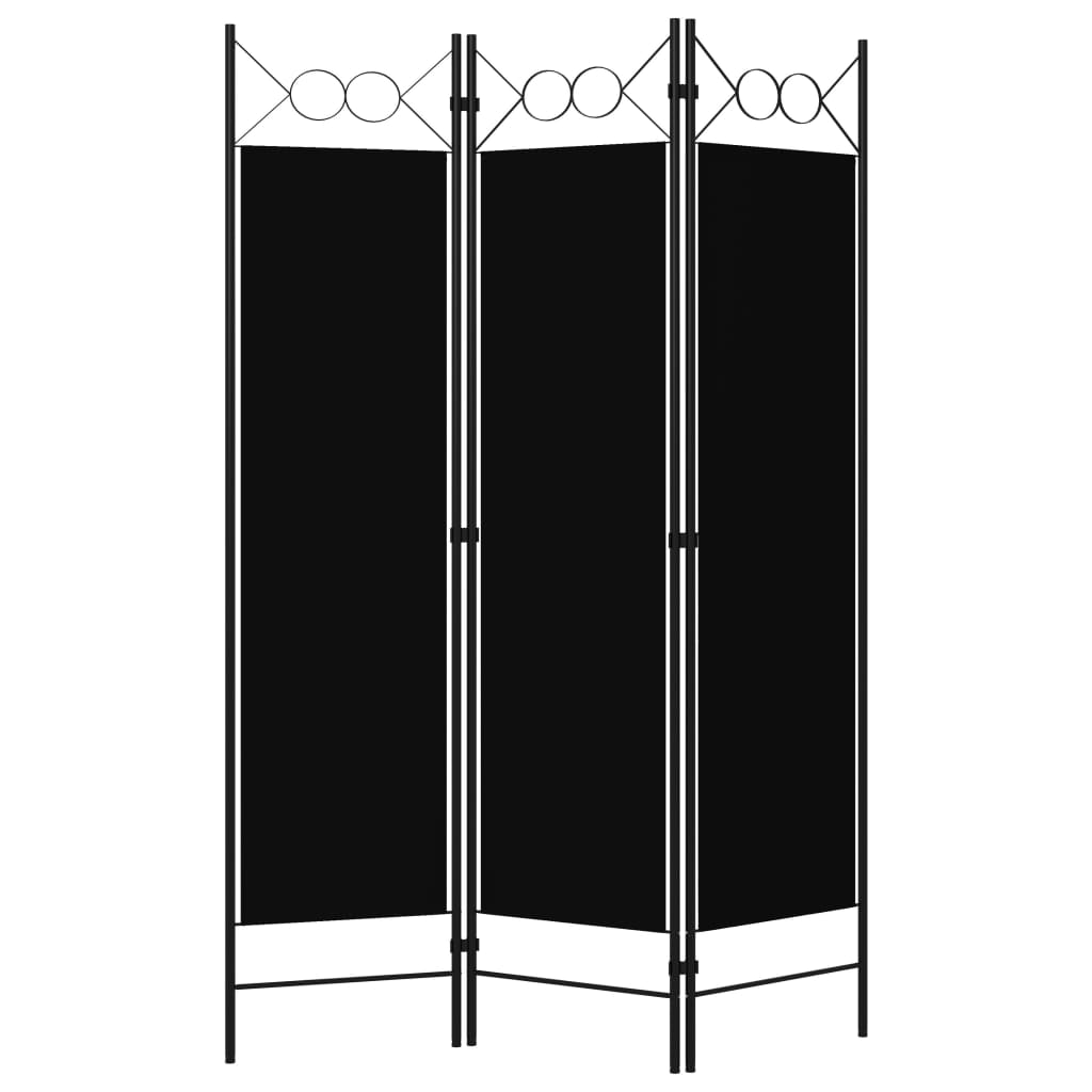 Paravan de camera cu 3 panouri vidaXL, Tesatura, 120 x 180 cm, Negru ...
