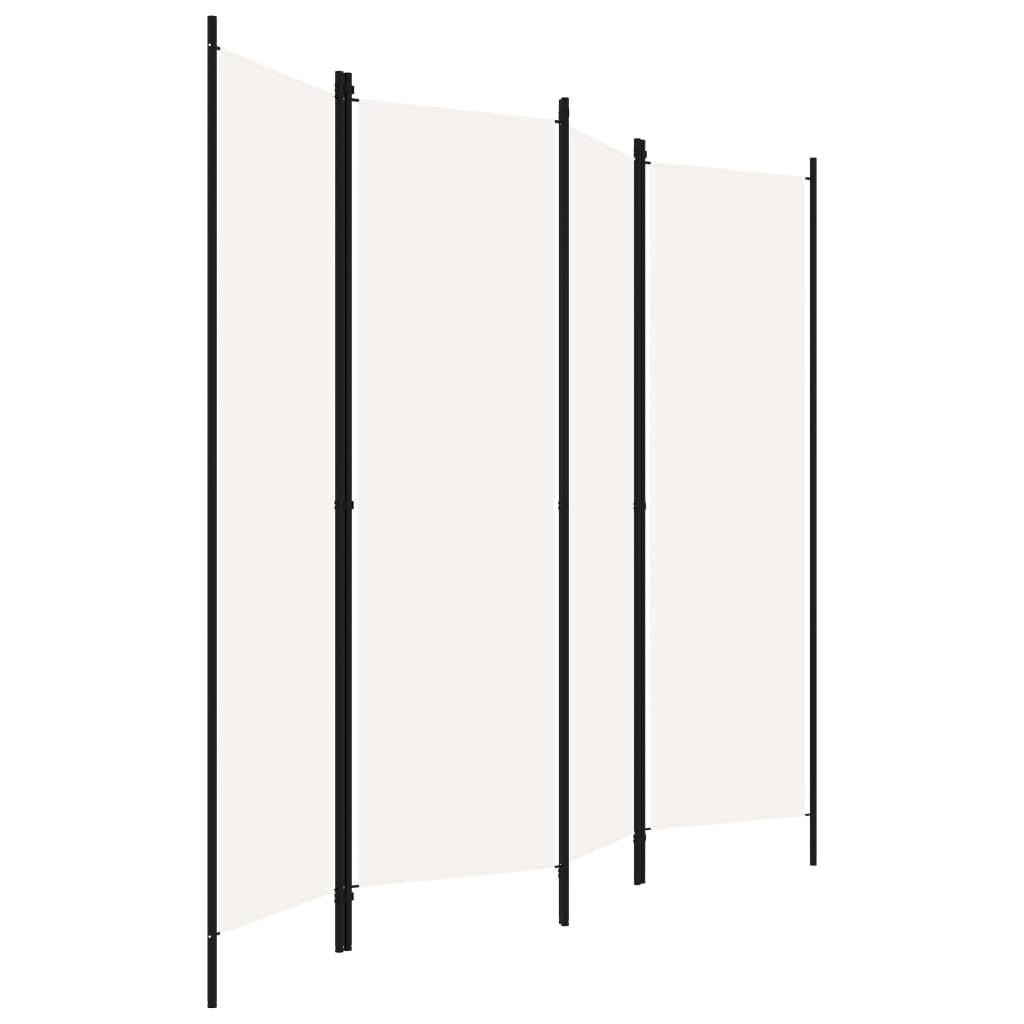 Paravan de camera cu 4 panouri vidaXL, Tesatura, 200 x 180 cm, alb crem ...
