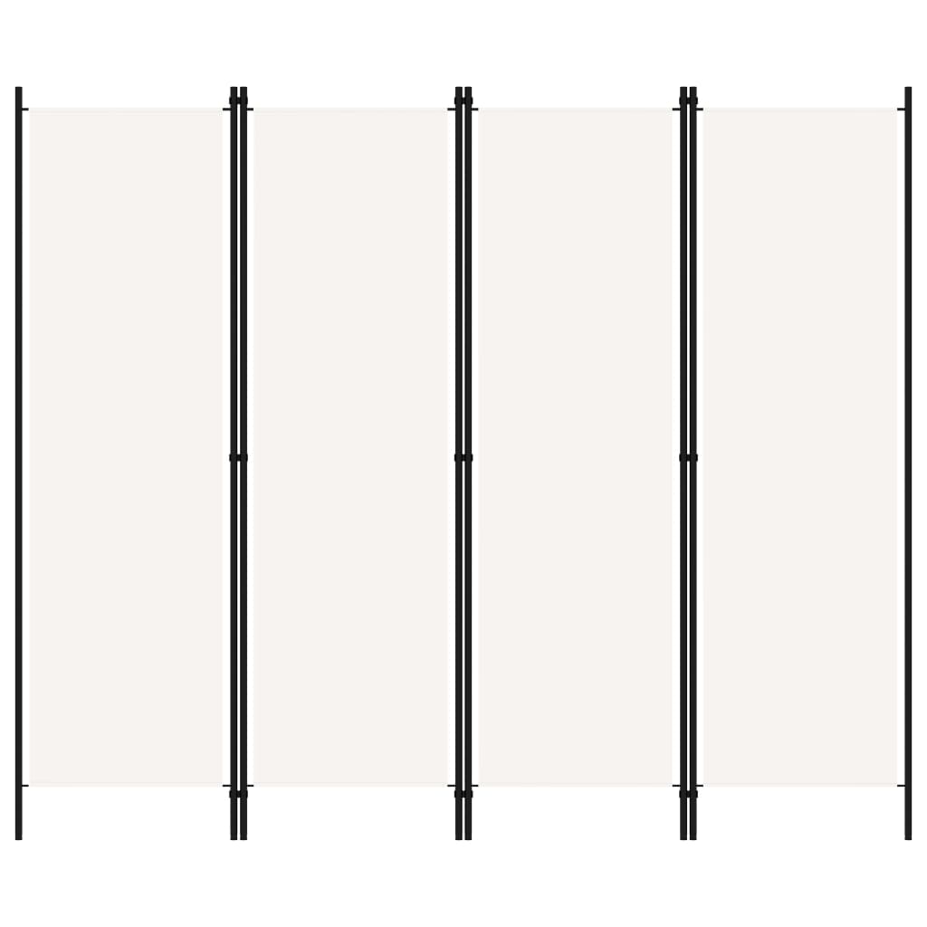 Paravan de camera cu 4 panouri vidaXL, Tesatura, 200 x 180 cm, alb crem ...