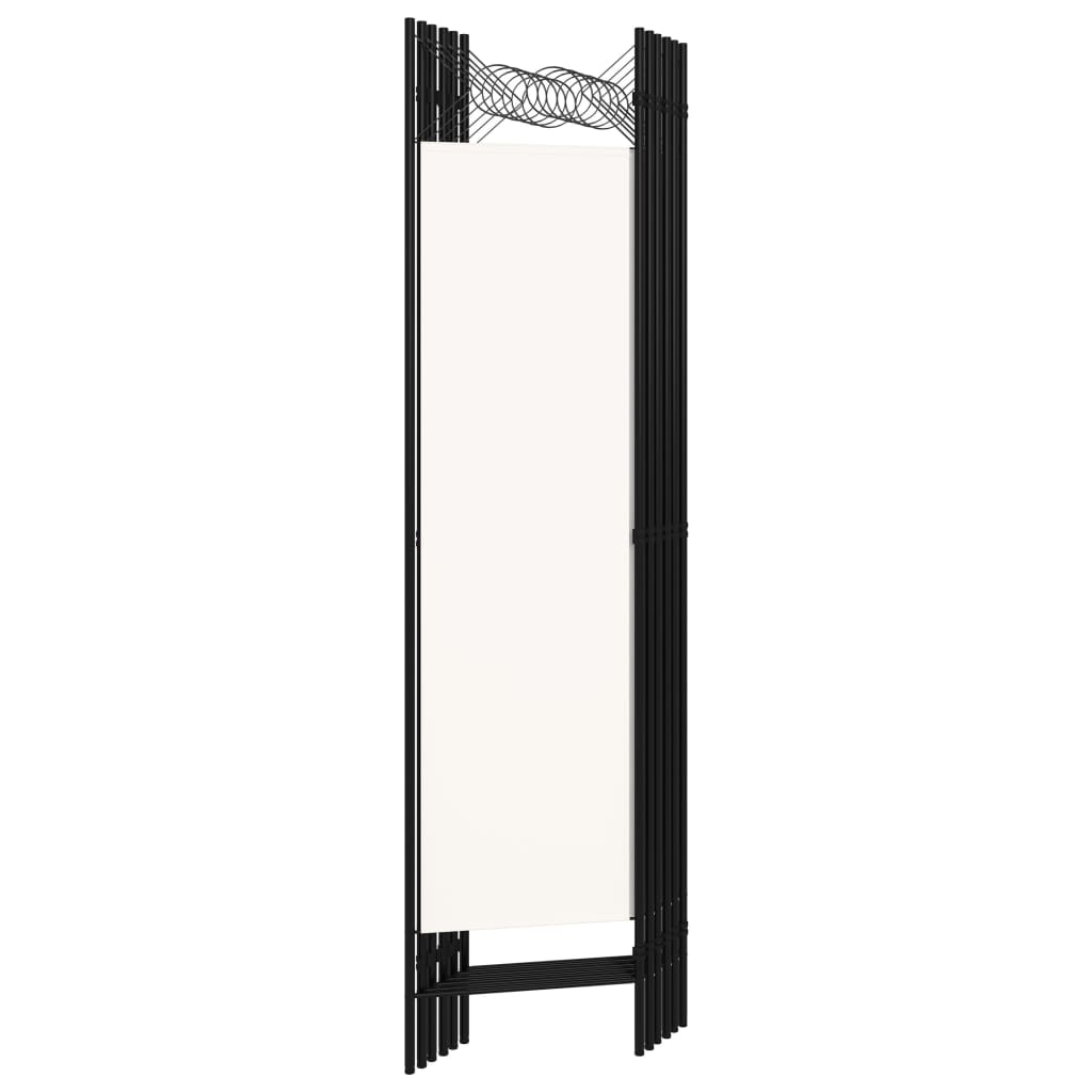 Paravan de camera cu 6 panouri vidaXL, Tesatura, 240 x 180 cm, alb crem ...