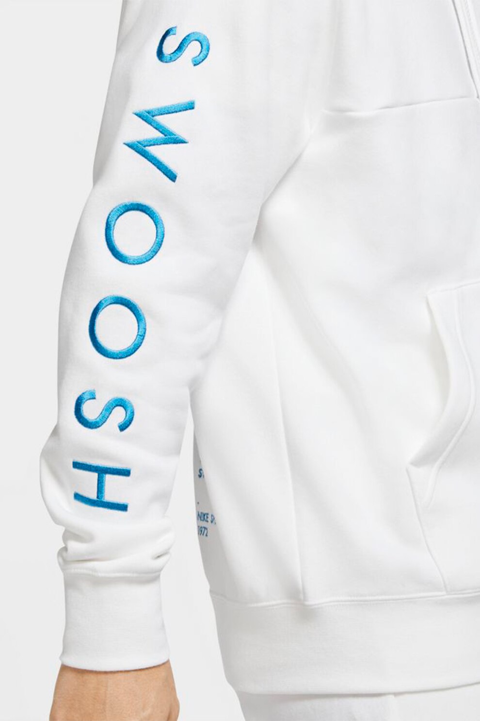 Nike, Суитшърт Swoosh с качулка и цип, Бял, M - eMAG.bg