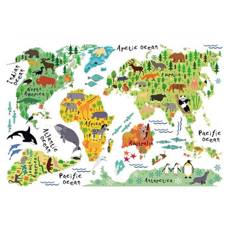 Sticker educativ pentru copii - Harta animata a lumii cu animale_2, 80 ...