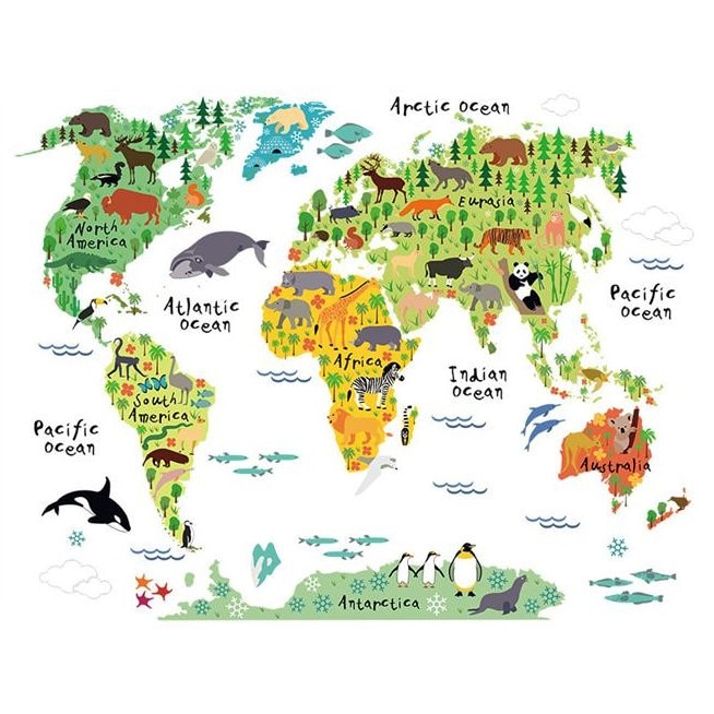 Sticker educativ pentru copii - Harta animata a lumii cu animale_2, 80 ...