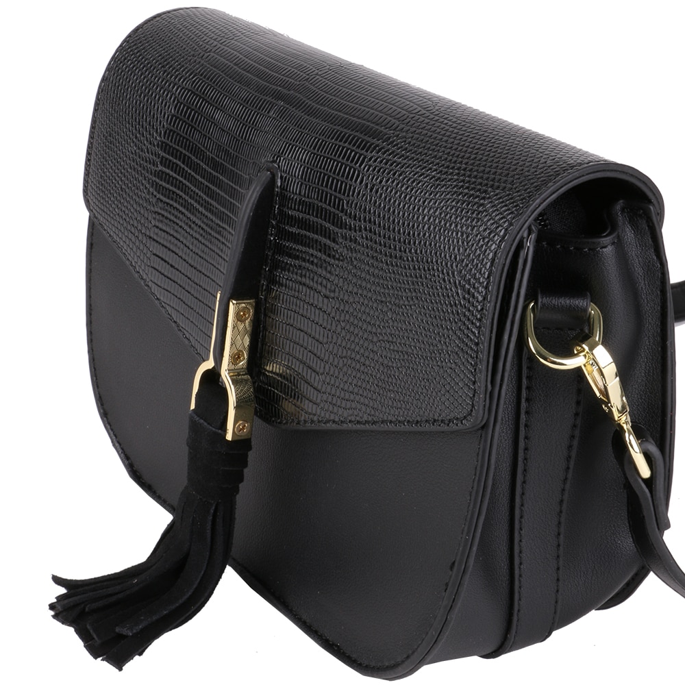 Geanta crossbody, pentru dama, din piele eco, cu detaliu ciucure, AB ...