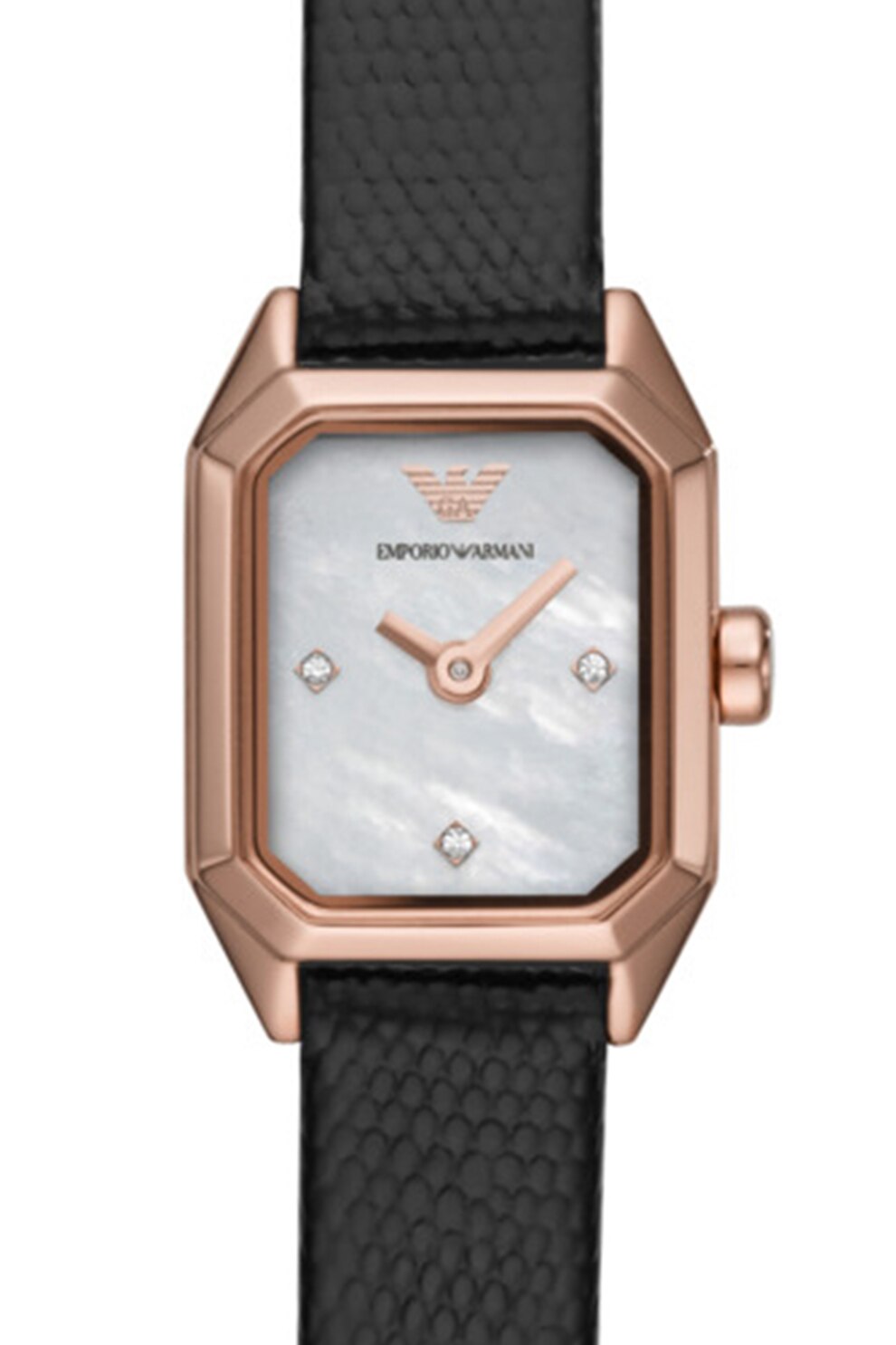 Emporio Armani, Часовник с кожена каишка и кристали, Rose Gold - eMAG.bg