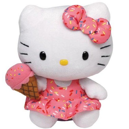 Jucarie de plus TY - Beanie Babies, Hello Kitty cu inghetata, 15 cm ...
